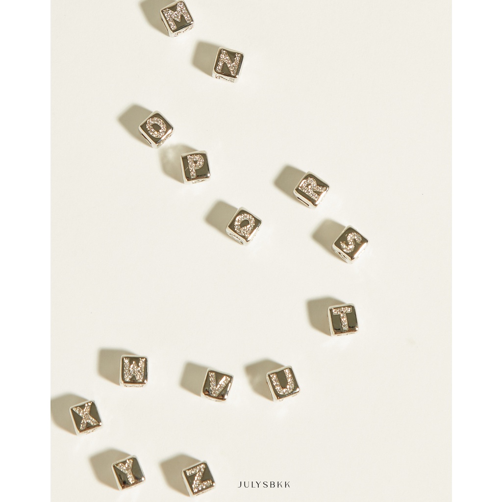Julys - silver cube alphabet charms | Shopee Thailand