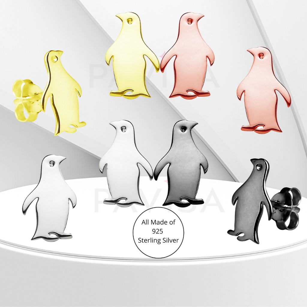 PAVISA ต่างหูเงินแท้ 92.5 ต่างหูเพนกวิน รูปสัตว์ สไตล์มินิมอล ขนาดเล็ก ...