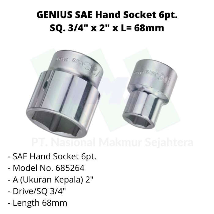 เต้ารับมือ Genius SAE 6pt. ตร.ม. 3/4" x 2" x ว= 68มม | Shopee Thailand