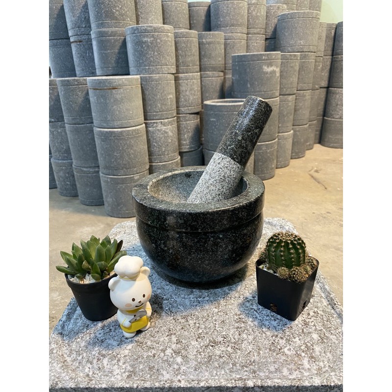 ครกหิน ทรงชาม ขนาด6 นิ้ว พร้อมสาก ครกหินแท้ ครกและสาก | Shopee Thailand