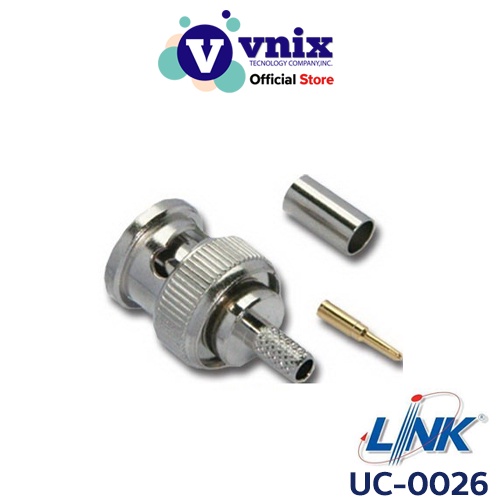 LINK UC-0026 หัว BNC ต่อสาย RG6 แบบใช้คีมบีบ ตัวผู้ (M) 5C-2V Crimp Type Link ของแท้ By Vnix ...