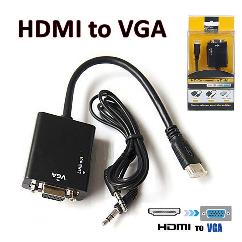 สายแปลงสัญญาณ HDMI to VGA +Audio Line Out / HDMI แปลงเป็น VGA +Audio ...