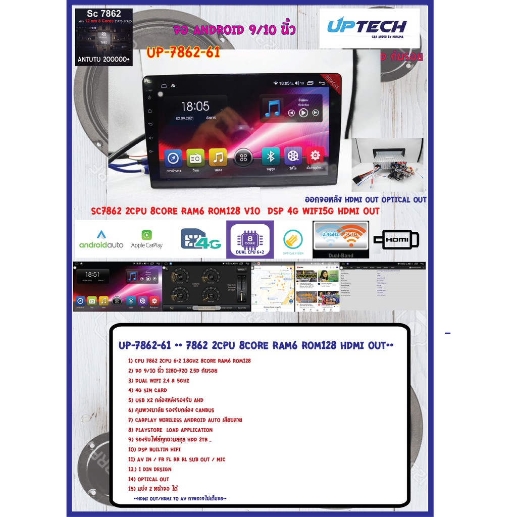 จอ Android Toyota landcruiser prado 09-13 9นิ้ว SC7862 2CPU 8CORE 6+128/4+64/3+32 V10 DSP 4G ...