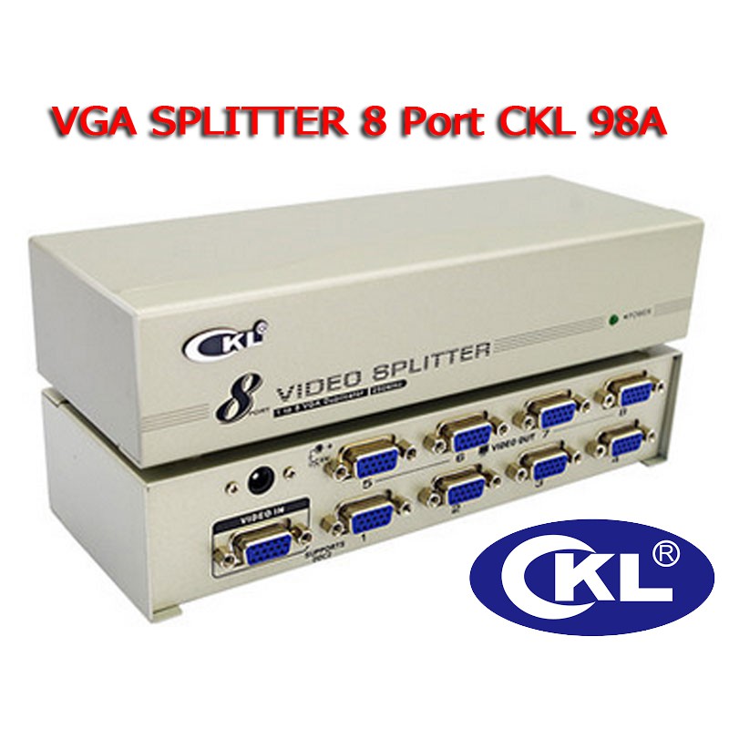 VGA Splitter 8 Port กล่องแยกสัญญาณ ออก 8 จอ CKL 108A ความละเอียด 450MHz ...