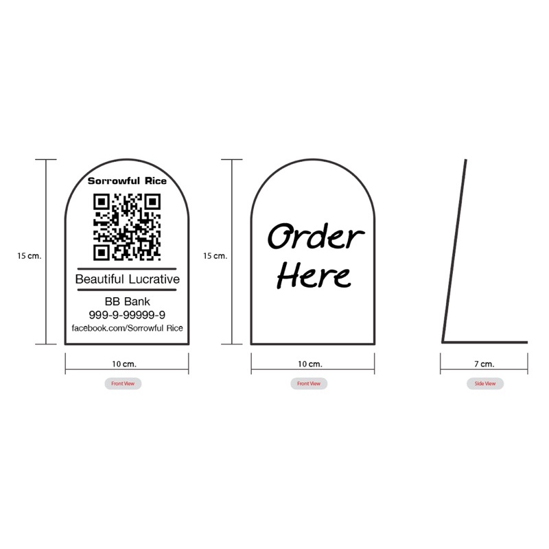 ป้ายคิวอาร์โค้ด QR Code แบบตั้งโต๊ะสไตล์มินิมอล ลูกค้าออกแบบข้อความเอง ...
