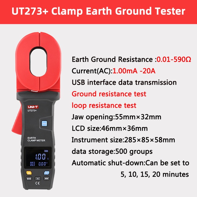 UNI-T UT272+ UT273+ UT275+ เครื่องทดสอบความต้านทานดิน Clamp Ground ...