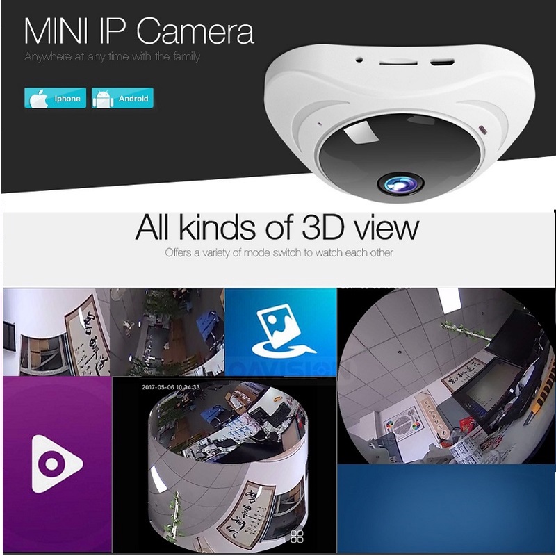 YOOSEE HD 1080P WiFi IP Camera Panoramic 2.0MP FIsheye 3D VR Wireless ...