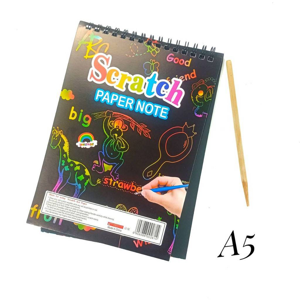 Scratch Paper Note ขนาด A5 และ A4 สมุดขูด ศิลปะ สีรุ้ง 1 เล่ม | Shopee ...