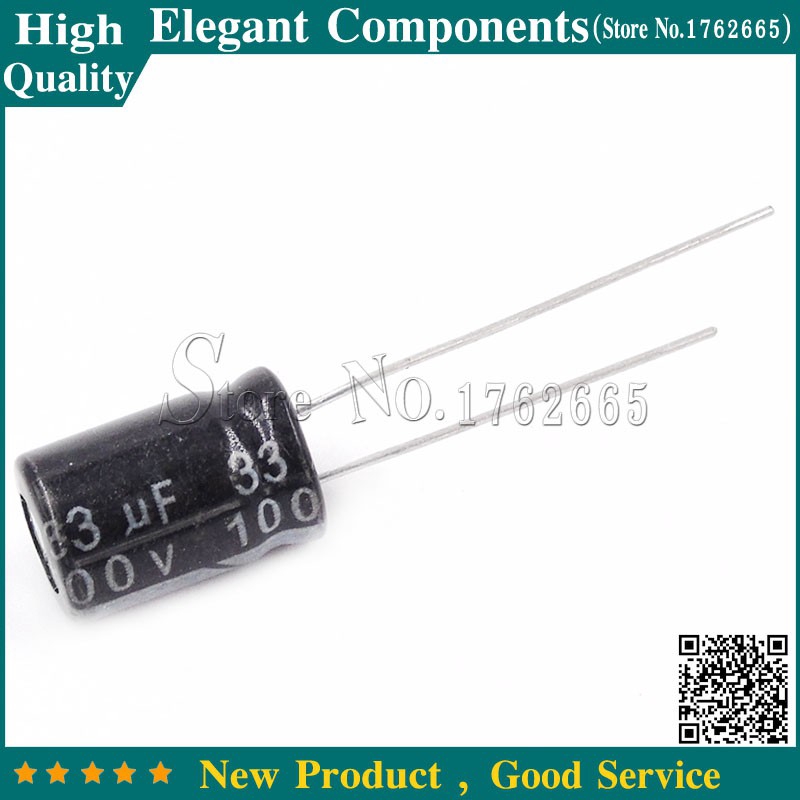 50PCS 100V 33UF 33UF 100V Electrolytic Capacitor Size 8*12MM 100 V / 33 ...