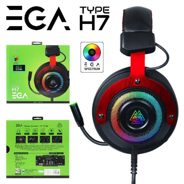EGA TYPE H7 7.1 surround Black ไฟRGB โปรแกรมได้ปรับแต่งเสียงได้ตาม ...