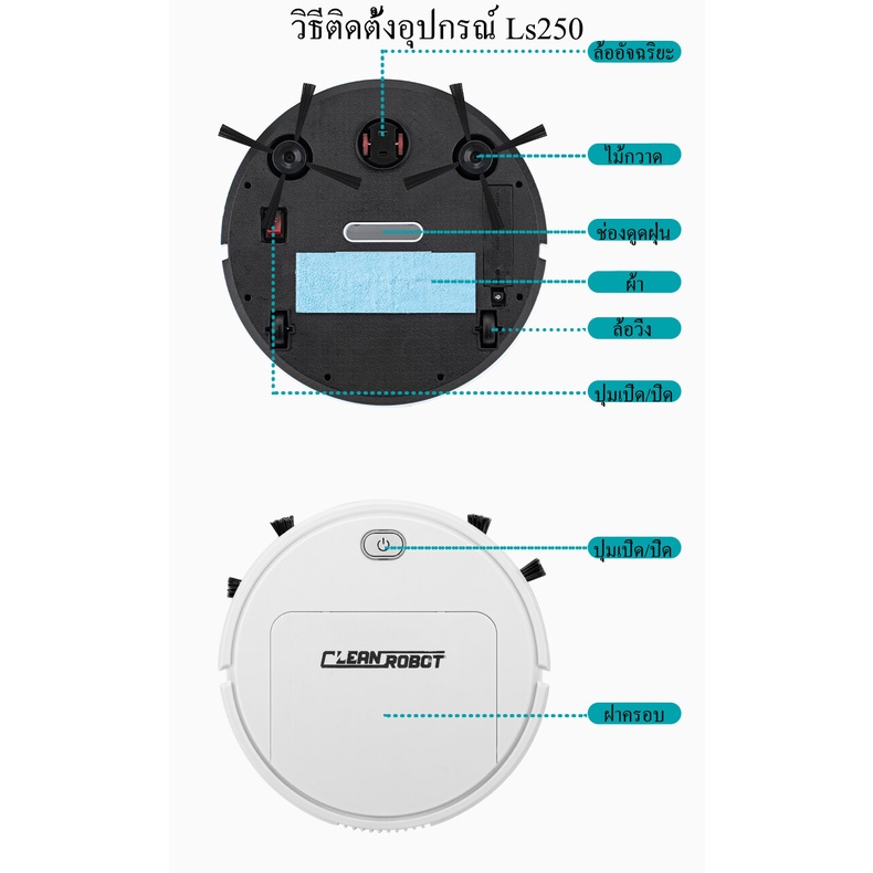 yutsp13หุ่นยนต์ดูดฝุ่นLS250 หุ่นยนต์ดูดฝุ่นอัจฉริยะ เครื่องดูดฝุ่น 3 in 1 แบบมัลติฟังก์ชั่น ใช้ ...