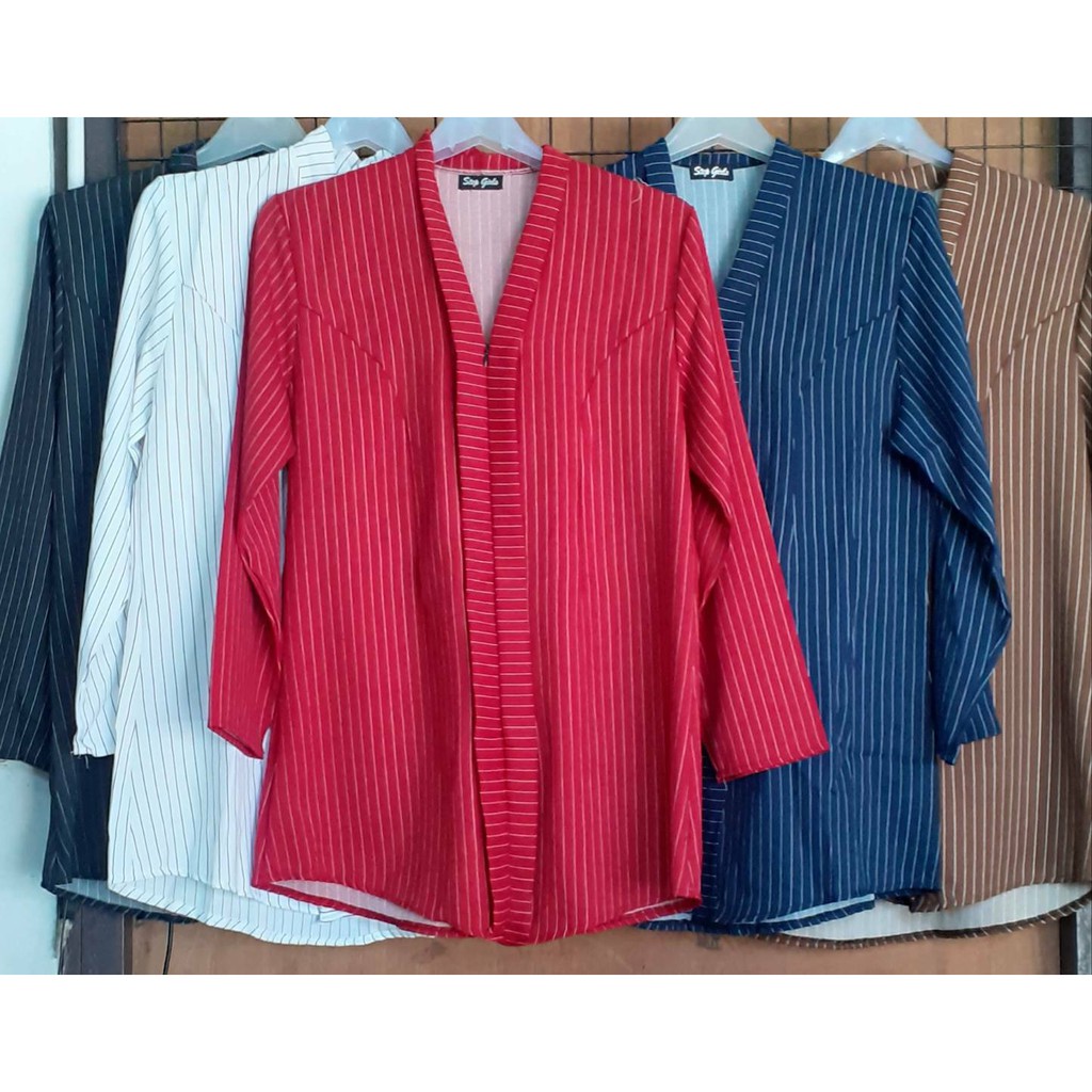 เสื้อเชิ้ตลายทางคอลึก W9981 | Shopee Thailand