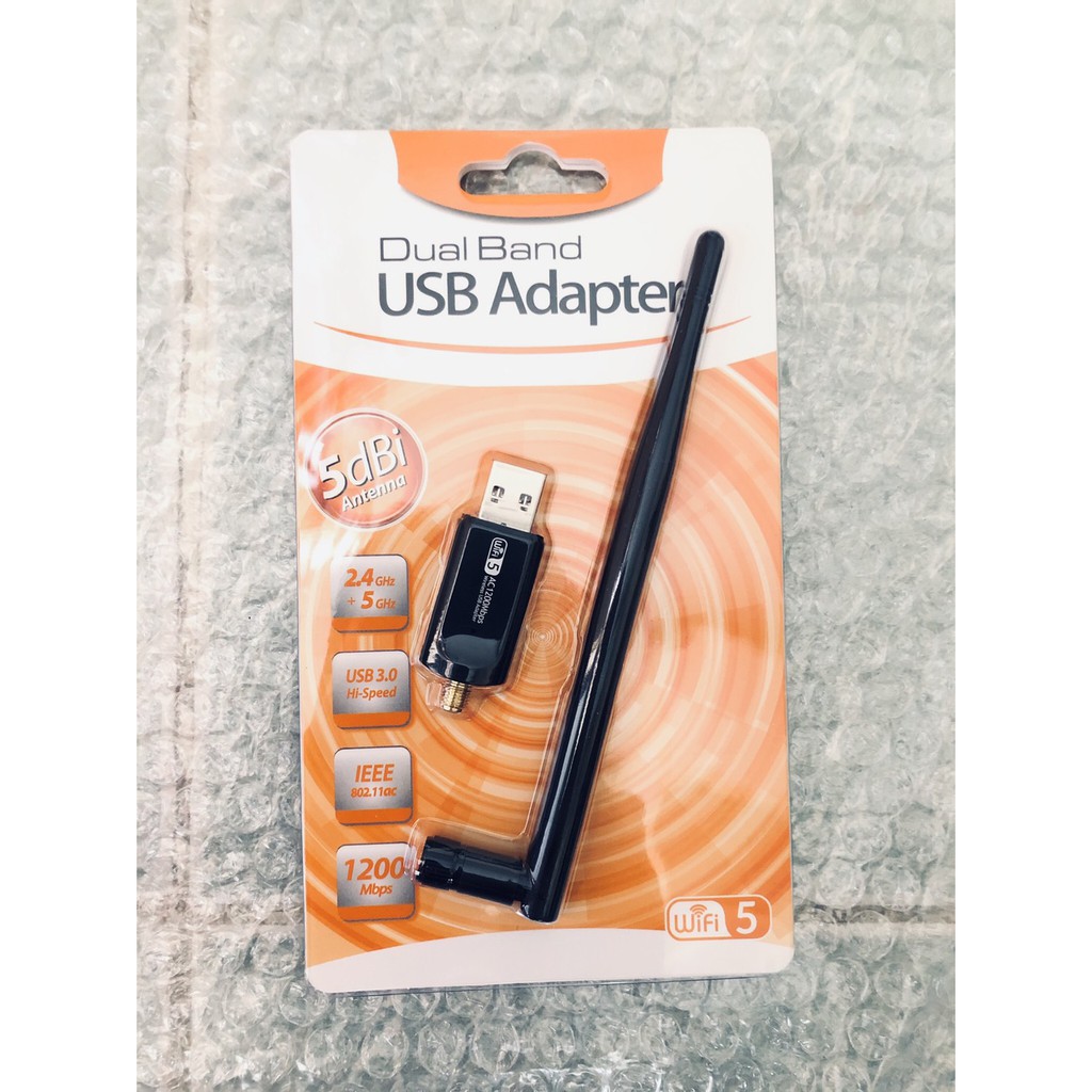 1200Mbps ตัวรับ/ดูดไวไฟ 2 ย่าน2.4 GHz+5G ความถี่ dual Band USB Adapter ...