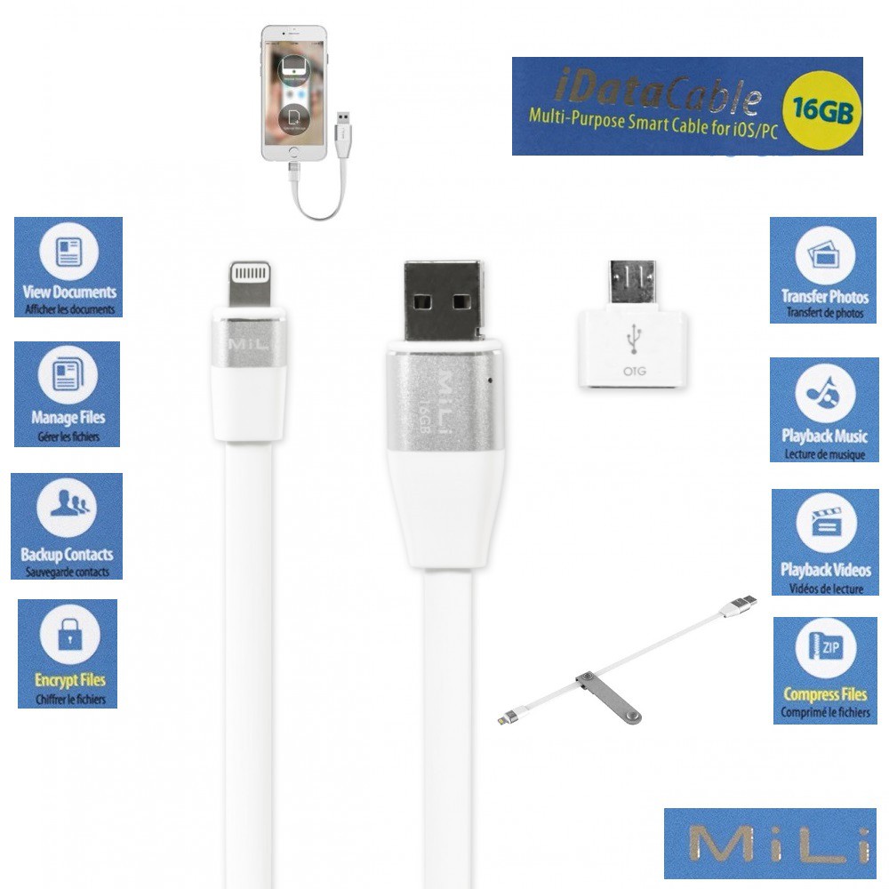 MiLi iData Cable Smart Flash Drive 16 GB อุปกรณ์สำรองข้อมูล เป็นสาย ...
