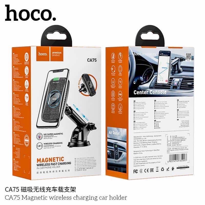 Hoco CA75 ที่ยึดโทรศัพท์มือถือที่คอนโซล/ช่องแอร์+ชาร์จไร้สายแม่เหล็ก | Shopee Thailand
