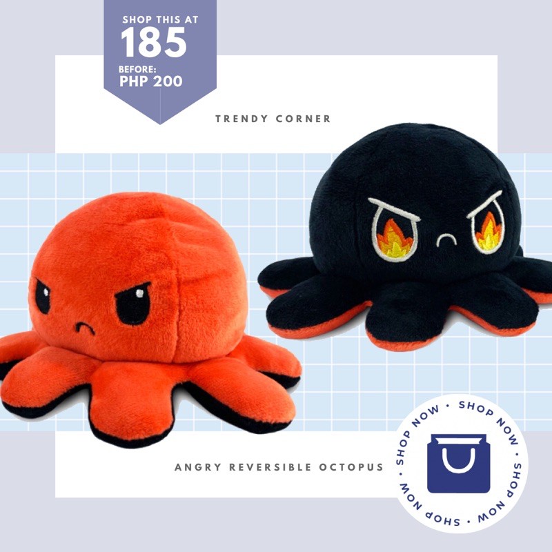 [Trendy Corner] Angry Octopus Reversible Plushie Flip Stuff Toy with ...