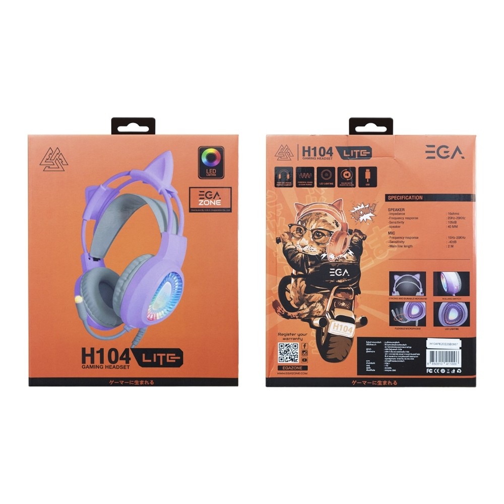 หูฟังเกมมิ่ง EGA H104 & H105 Lite LED Lighting Gaming Headset หูฟังคอม ...