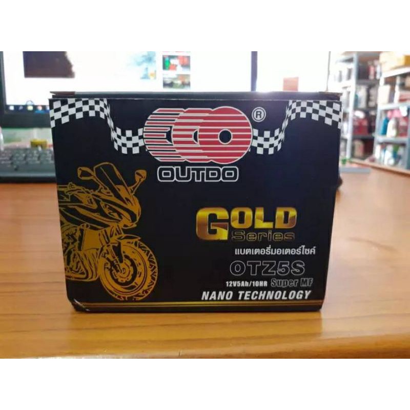 แบตเตอรี่มอเตอร์ไซค์ OUTDO GOLD SERIES(OTZ5S)(12V5Ah)สำหรับSonic,Click ...