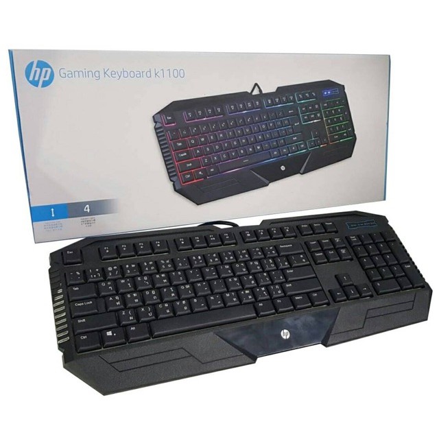 USB Keyboard HP Gaming K110 Wired Port 1.8M แป้นขนาดใหญ่ใช้งานง่าย มีไฟ ...