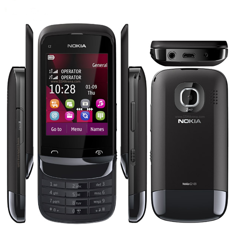 Nokia C2-03 การ์ด Dual Sim 2.6 นิ้ว 2.0MP วิทยุ FM บลูทูธ Java โทรศัพท์ ...