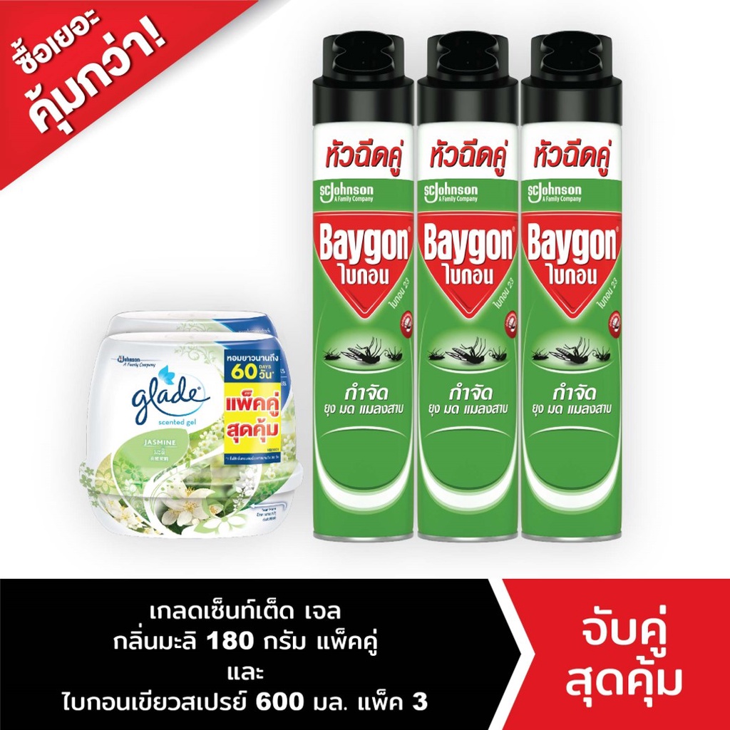 Baygon Multi Insect Killer Aeresol Spray 600ml Pack3 +Glade Scented Gel ...