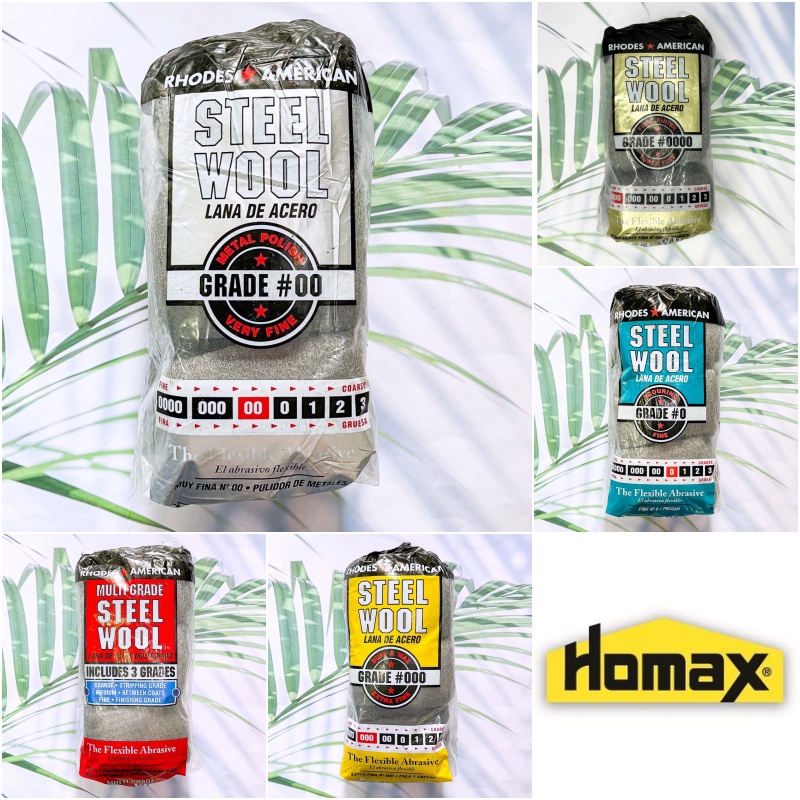 (Homax®) Rhodes American Steel Wool ใยขนเหล็กอเนกประสงค์ ใช้ขัดไม้ ขัดสนิม ขัดสแตนเลส ฝอยขัด ...