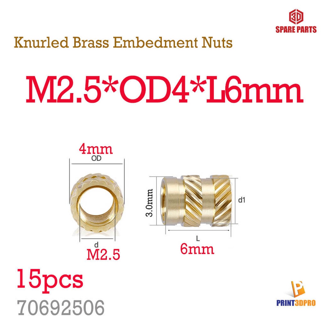 Screw nut M2 M2.5 M3 M4 M5 Knurled brass embedment nuts insert nut injection | Shopee Thailand