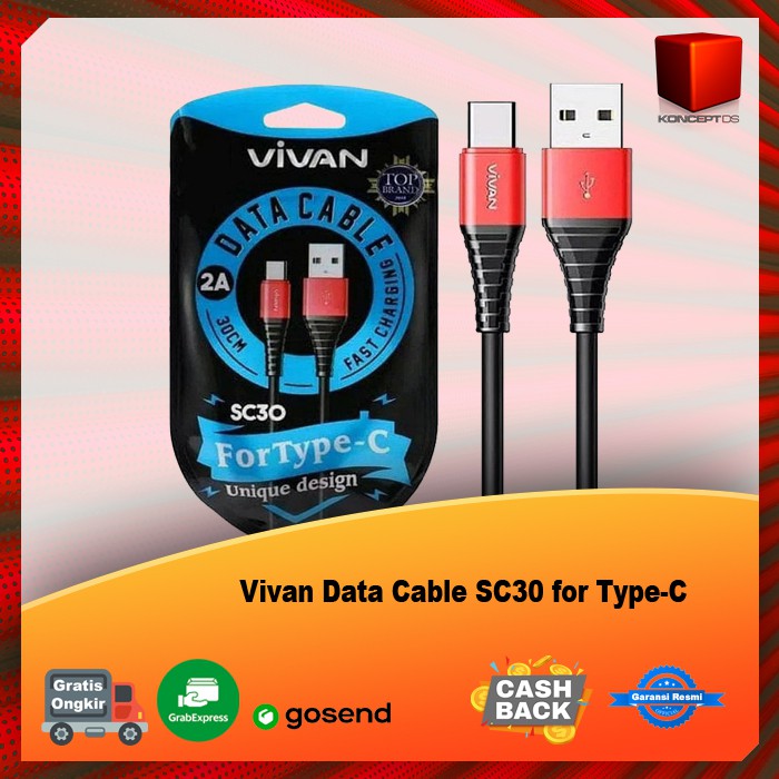 สายเคเบิลข้อมูล Vivan SC30 สําหรับ Type-C | Shopee Thailand