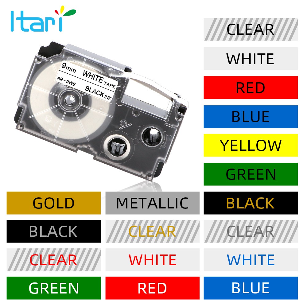1pcs 6mm/9mm/12mm/18mm/24mm combo set compatible Casio label tape XR12WE XR12YW XR12RD | Shopee ...