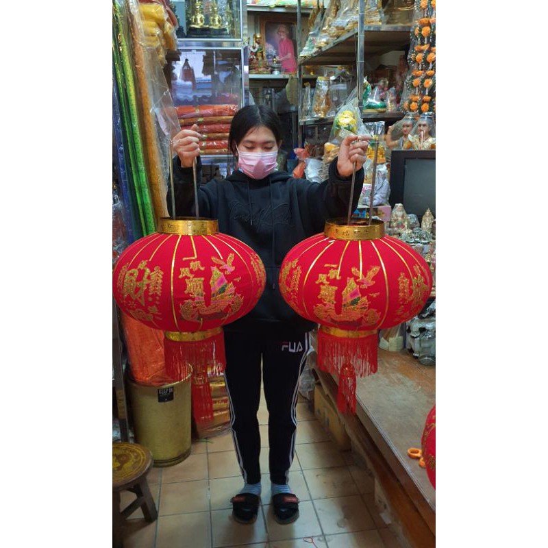 โคมแดง โคมผ้ากำมะหยี่สีแดง(กว้าง 60ซม.)×(จำนวน 2ใบ) โคมแดงมงคล ตรุษจีน ...