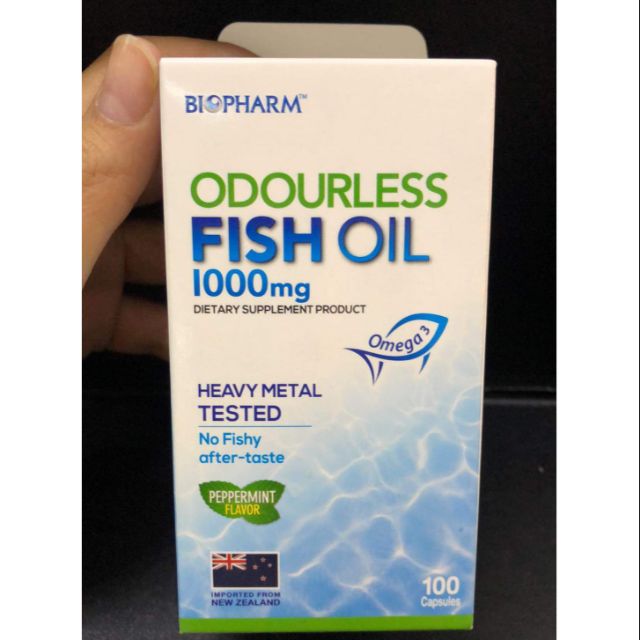 Exp.28/04/2022 Biopharm Odourless Fish Oil 1000mg Peppermint flavor 100 ...