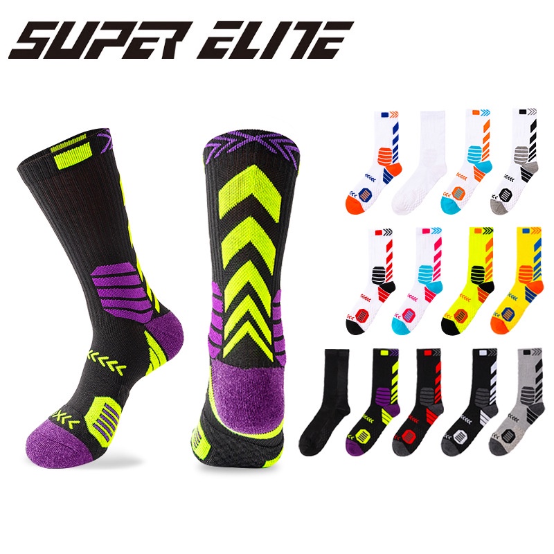 Colorful Men Athletic Trendy Socks Professional Ventilated Basketball ...