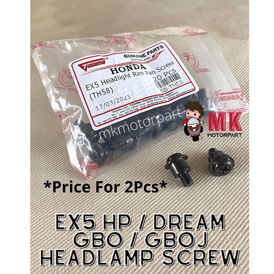 (Tushima) (2 ชิ้น) ไฟหน้า RIM PAN SCREW Honda EX5 Hi Power , Dream / GBO , GBOJ หัวโคมไฟครู ...