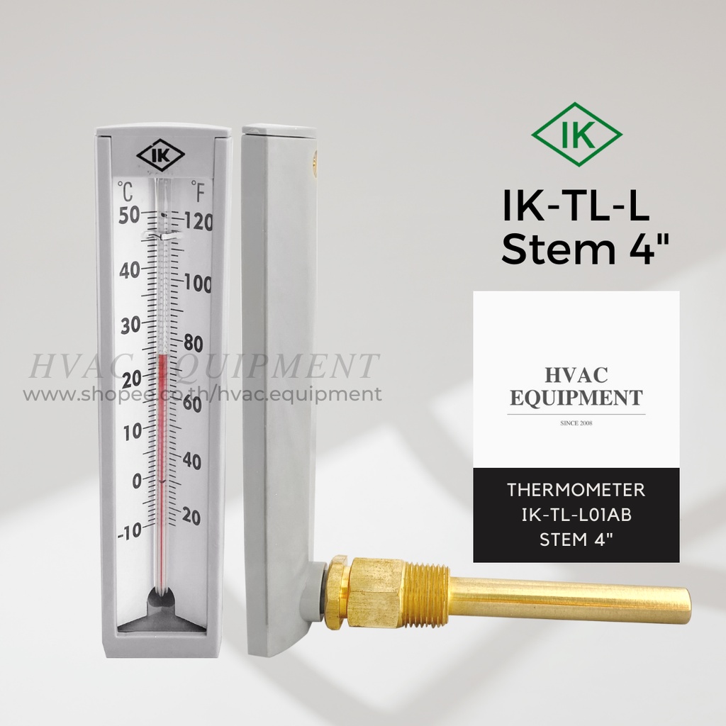 IK-TL-L Stem 4" แบบเกลียวออกหลัง Industrial Glass Thermometer ...