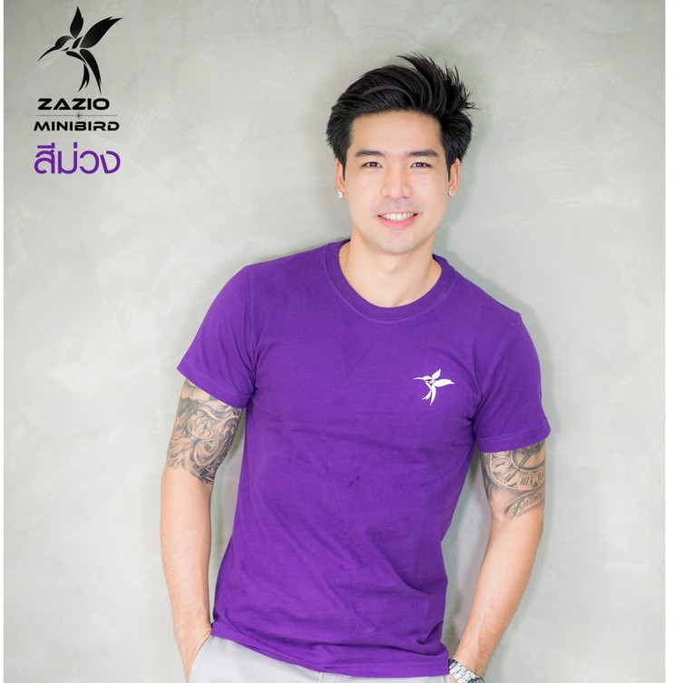 ZAZIO เสื้อยืดคอกลมผู้ชาย เกรดพรีเมี่ยม สีม่วง รุ่น MINI BIRD | Shopee ...