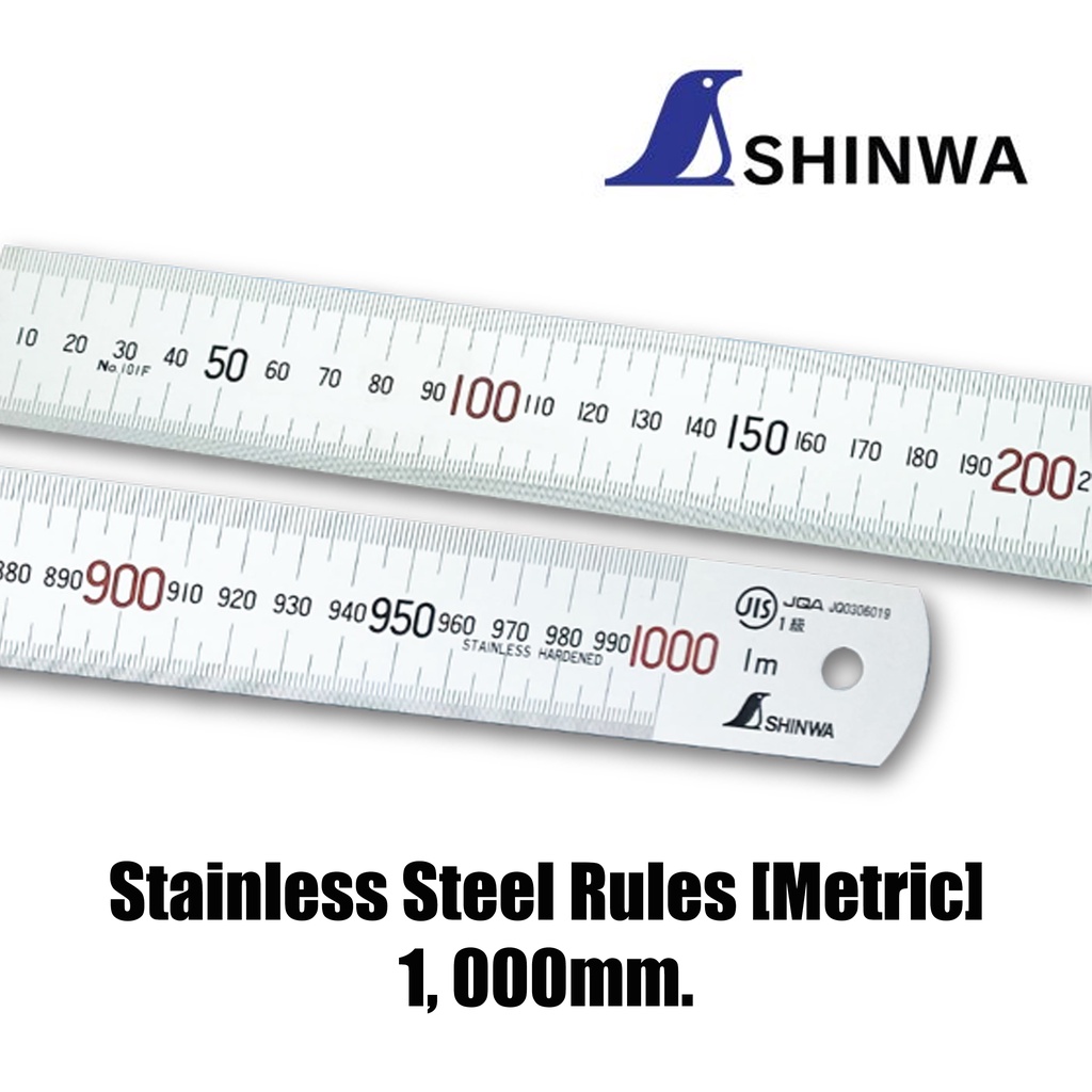 SHINWA ไม้บรรทัดสแตนเลส 1,000มม./Stainless Steel Ruler 1,000mm. (H-101F) | Shopee Thailand