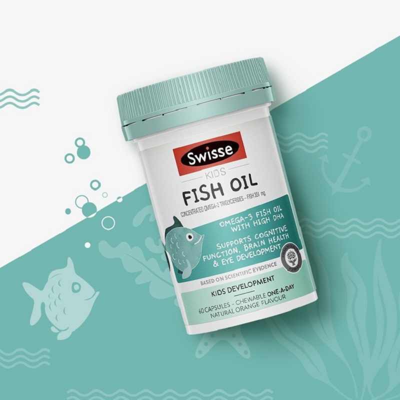 Swisse Kids Fish Oil Chewable 60 capsules ฟิชออยล์ น้ำมันปลา เคี้ยวได้ ...