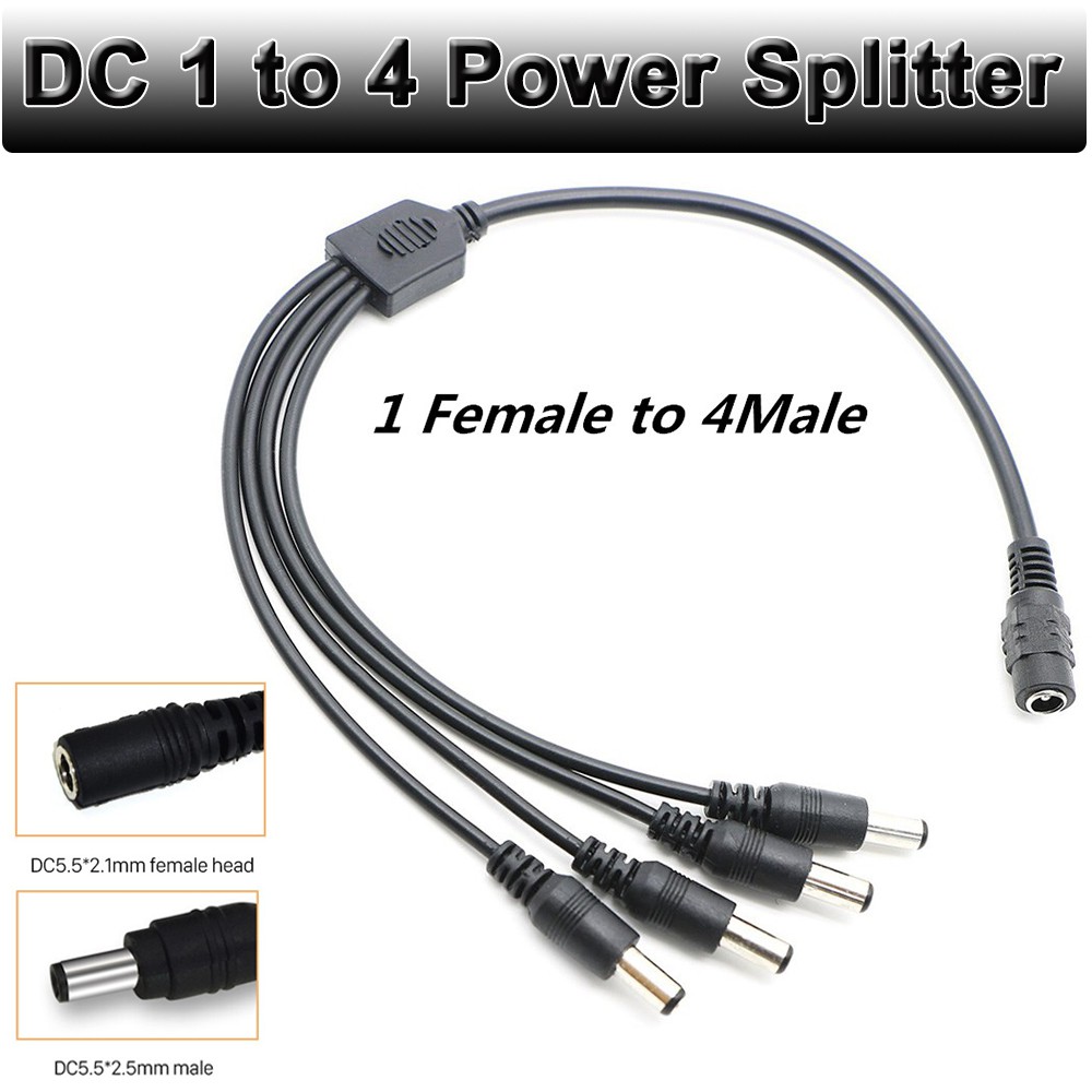 DC 1 to 4 Power Split Splitter Cable 5.5*2.1mm ( 1 Female to 4 Male ...