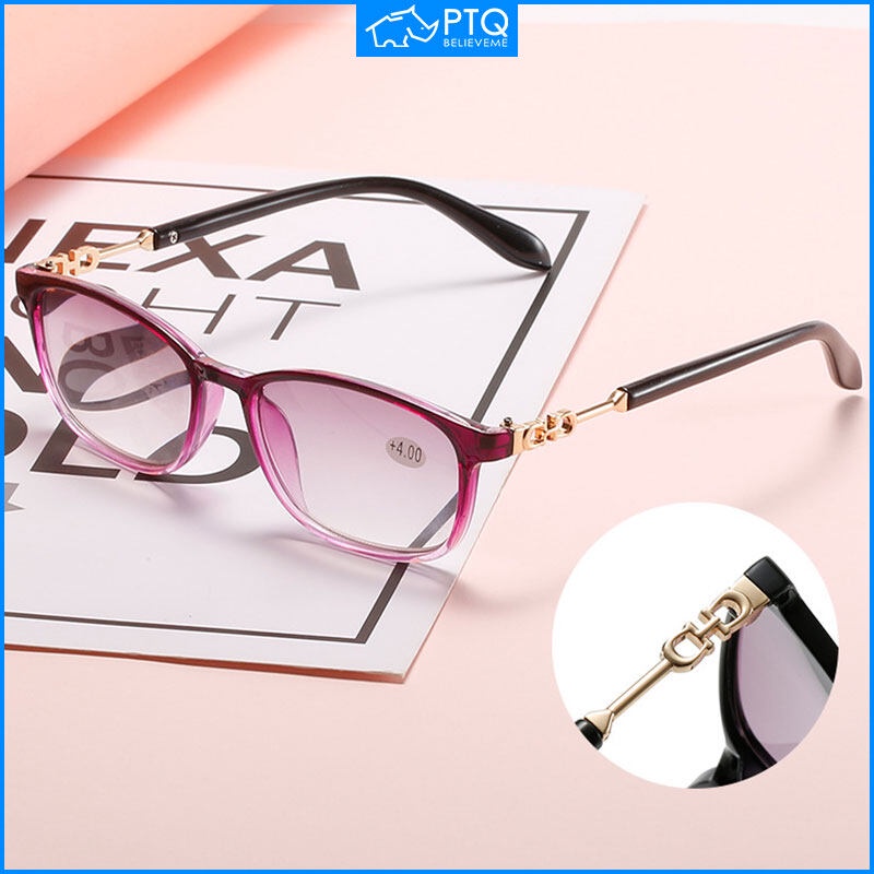 Ptq แว่นตาอ่านหนังสือ เลนส์ไล่โทนสี โลหะ แว่นตาแฟชั่น สี่เหลี่ยม แว่นตา ...