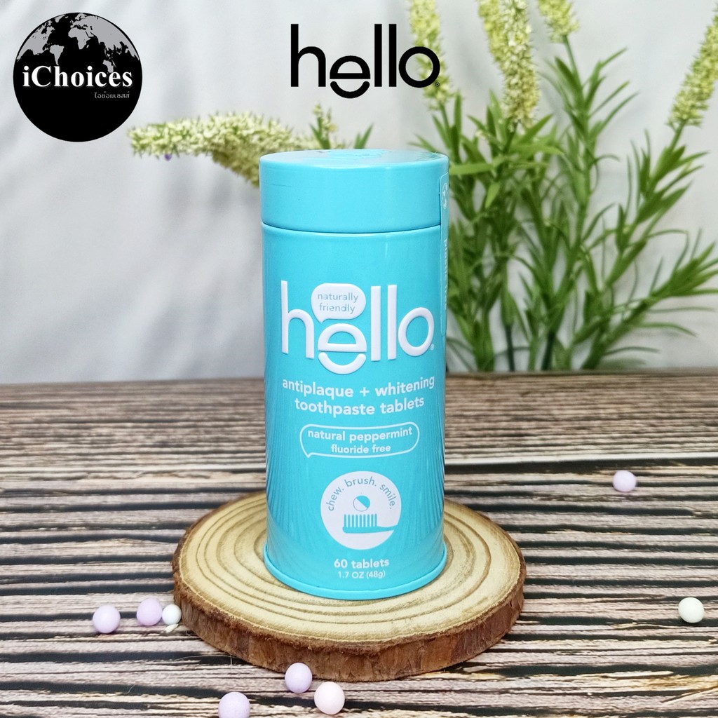 [Hello] Antiplaque + Whitening Toothpaste Tablets, Natural Peppermint ...
