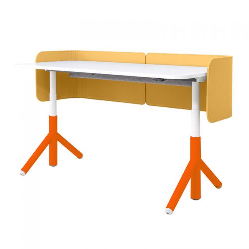 modernform Steelcase โต๊ะทำงานปรับระดับไฟฟ้า รุ่น FLEX COLLECTION Top สีขาว ขาสีส้ม (ราคาไม่รวม ...