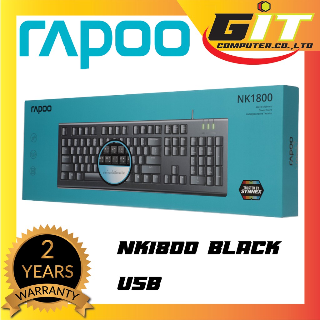 RAPOO Keyboard(คีย์บอร์ด) USB (NK1800) Black รับประกันศูนย์ 2 ปี | Shopee Thailand