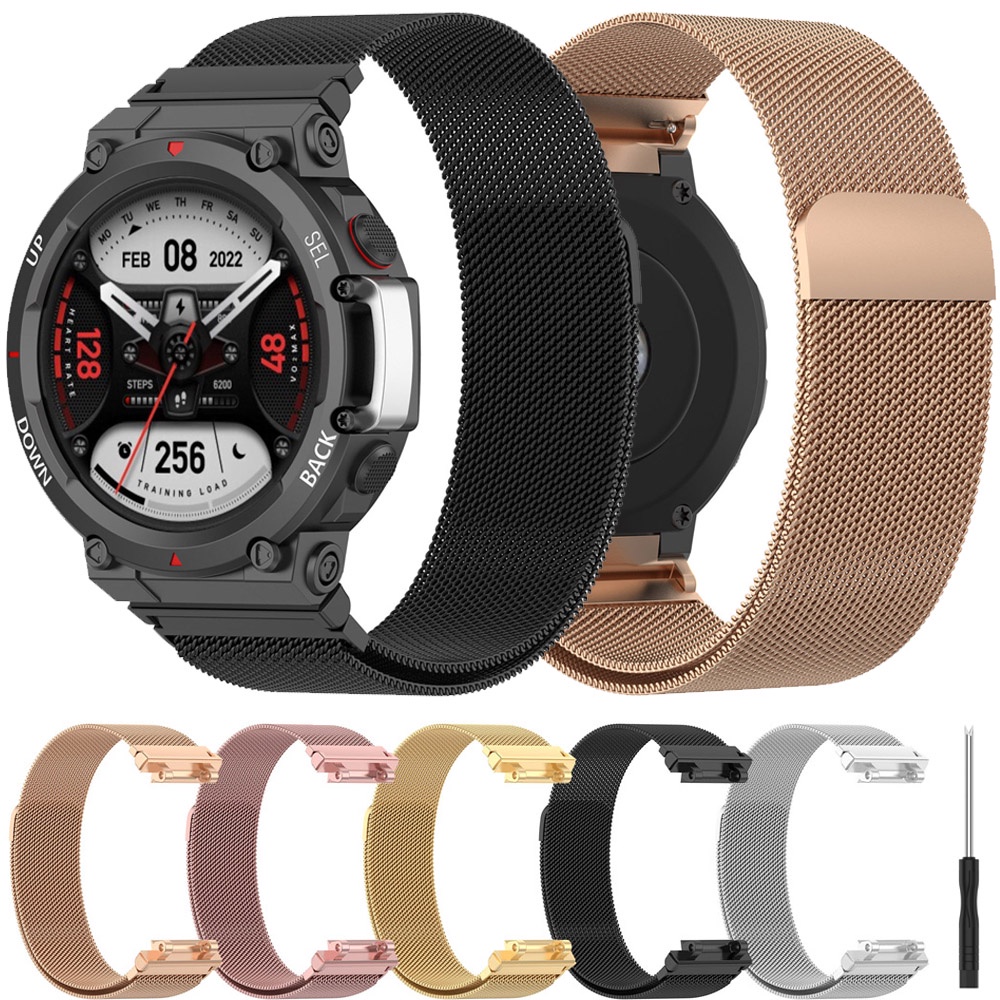 สําหรับ Huami Amazfit T Rex 2 T-Rex2 สายนาฬิกาข้อมือ สเตนเลส โลหะ ห่วงแม่เหล็ก ตาข่าย สร้อย ...