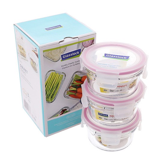 ชุดกล ่ องอาหาร GLASSLOCK 3 ชิ ้ น 350ml GL1625 | Shopee Thailand