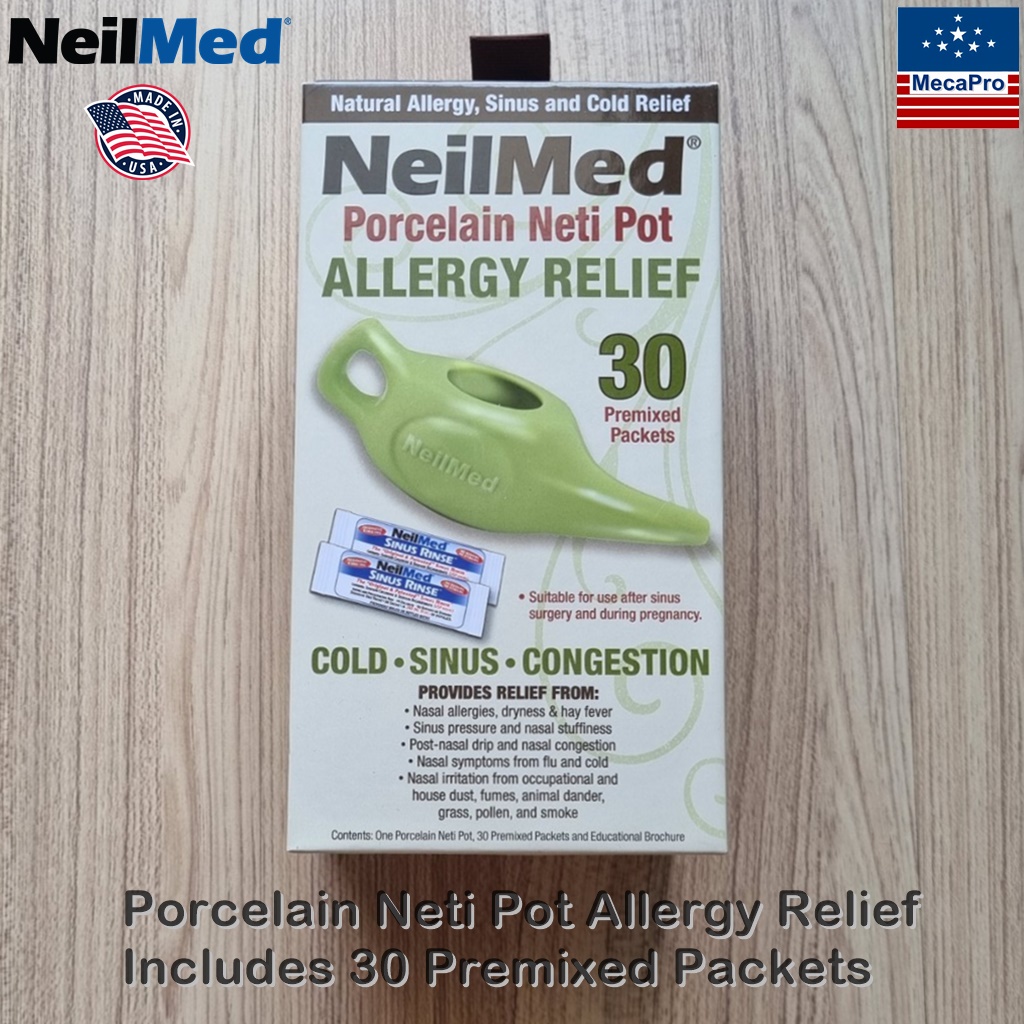 NeilMed® Porcelain Neti Pot Allergy Relief Includes 30 Premixed Packets ...