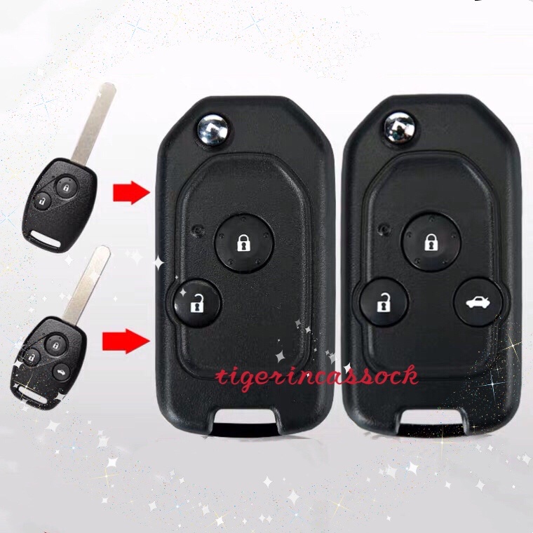 Handsome HONDA modified 2/3 buttons flip remote key shell for replacing ...