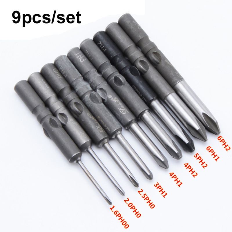 9PCS/set 801 5mm 802 6mm Round Shank Magnetic Electric Phillips Cross Screwdriver Bits 60mm ...