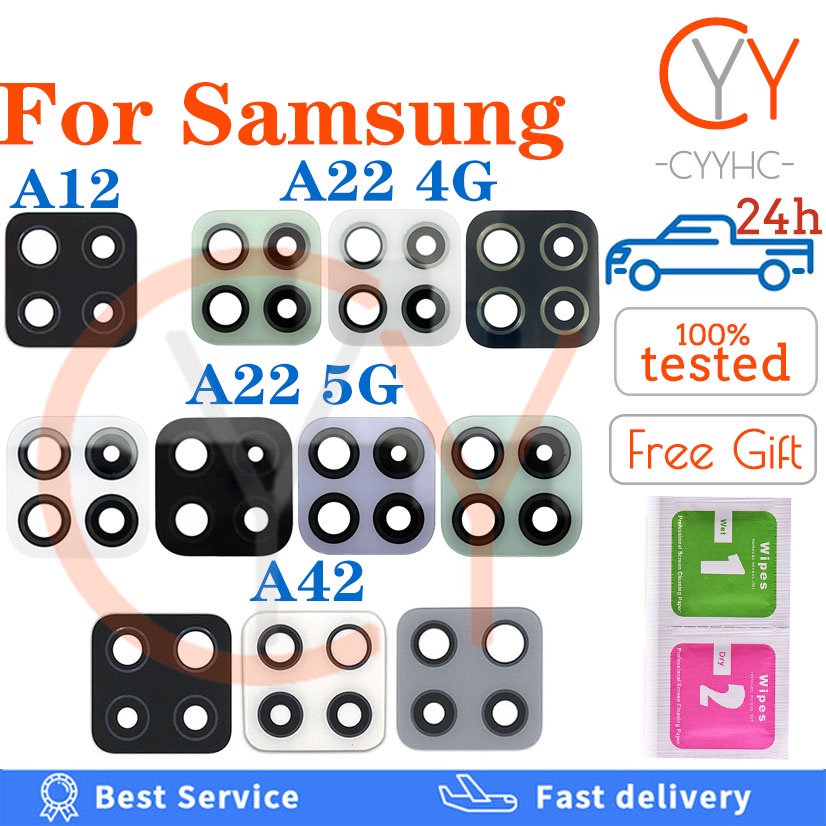 ใหม่ ฝาครอบเลนส์กล้องด้านหลัง พร้อมกาว แบบเปลี่ยน สําหรับ Samsung Galaxy A12 A22 4G 5G A32 A42 ...