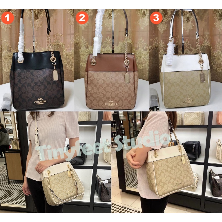 Coach C8152 Cammie Chain Bucket Bag In Signature Canvas Women Crossbody ...