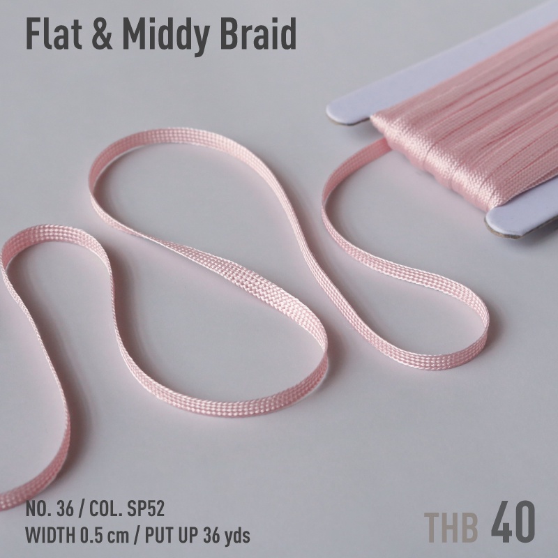 MOMOTARA No. 36 เทปถัก Braid เทปถักแบน Flat & Middy Braid ขนาด 0.5 CM ...